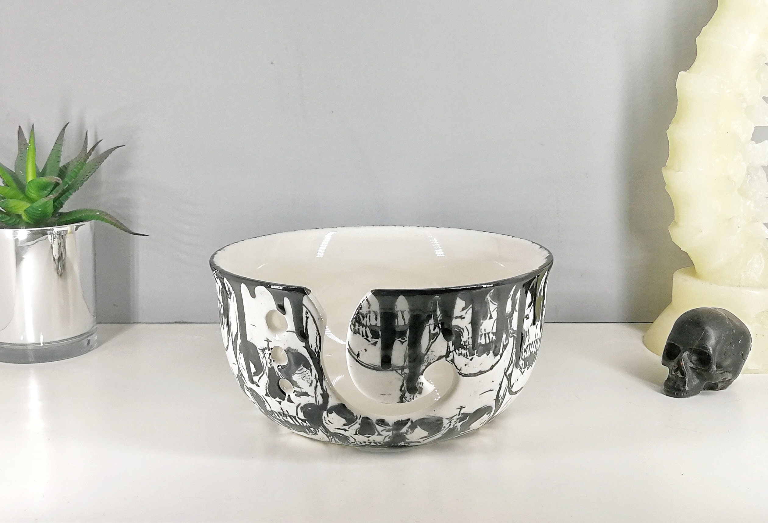 Skull Yarn Bowl Macabre Wool Bowls Gothic Knitting Black - Etsy UK