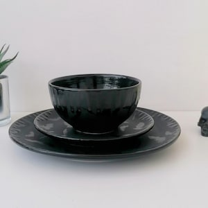 Matte Black Bats, Bat Dinner Set, Gothic Lunch, Alternative Coupe Plate ...