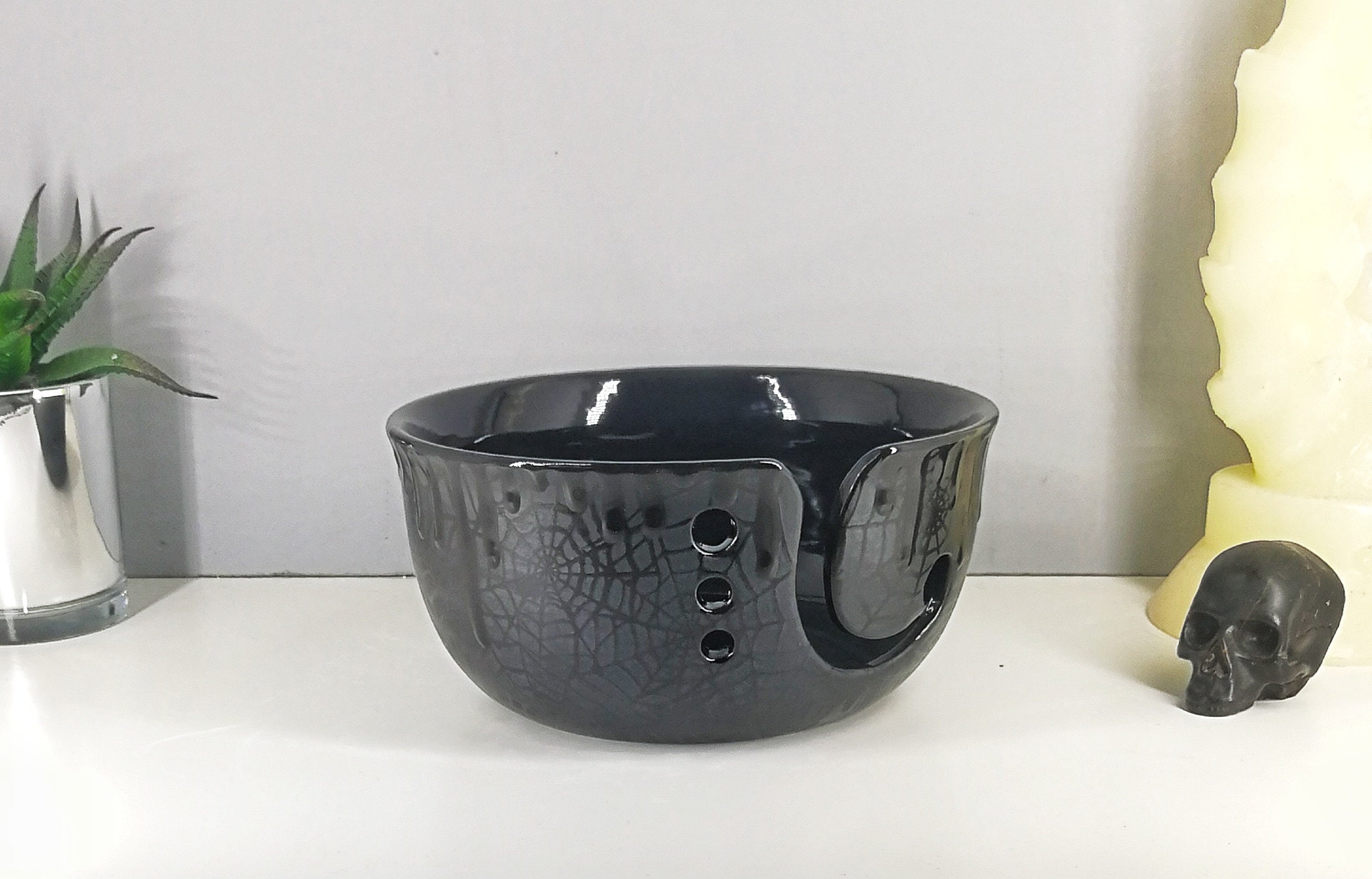 Web Yarn Bowl Macabre Wool Bowls Gothic Knitting Black - Etsy