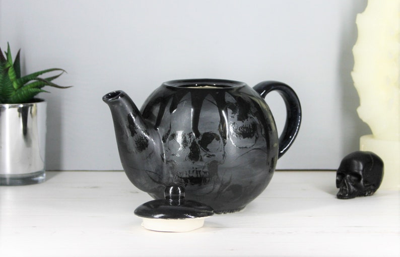 Matte Black Skull Teapot Gloss Tea Pot Gloss Kettle Gothic | Etsy