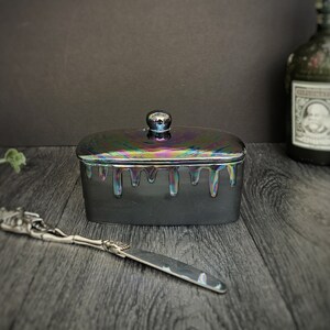 Oil Slick Butter Bowl, Petrol Effect Butter Dish, Iridescent Homeware ...