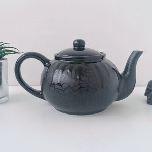 Goth Web Tea Set, Gothic Matte Black, Gloss Drip, Ceramic Teaset, Cup ...