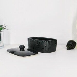 Skull Butter Dish, Skulls Dome Bowl, Matte Black, Gothic Gift, Creepy ...