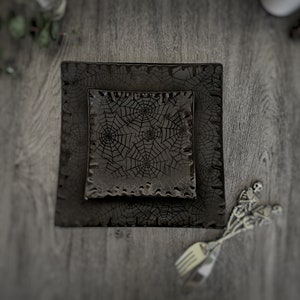 Web Plate Set, Matte Black, Gothic Lunch, Alternative Plate, Goth ...