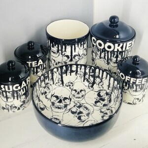 Skull Kitchen Set, Full Kitchenware, Ceramic Homeware, Gothic Home ...