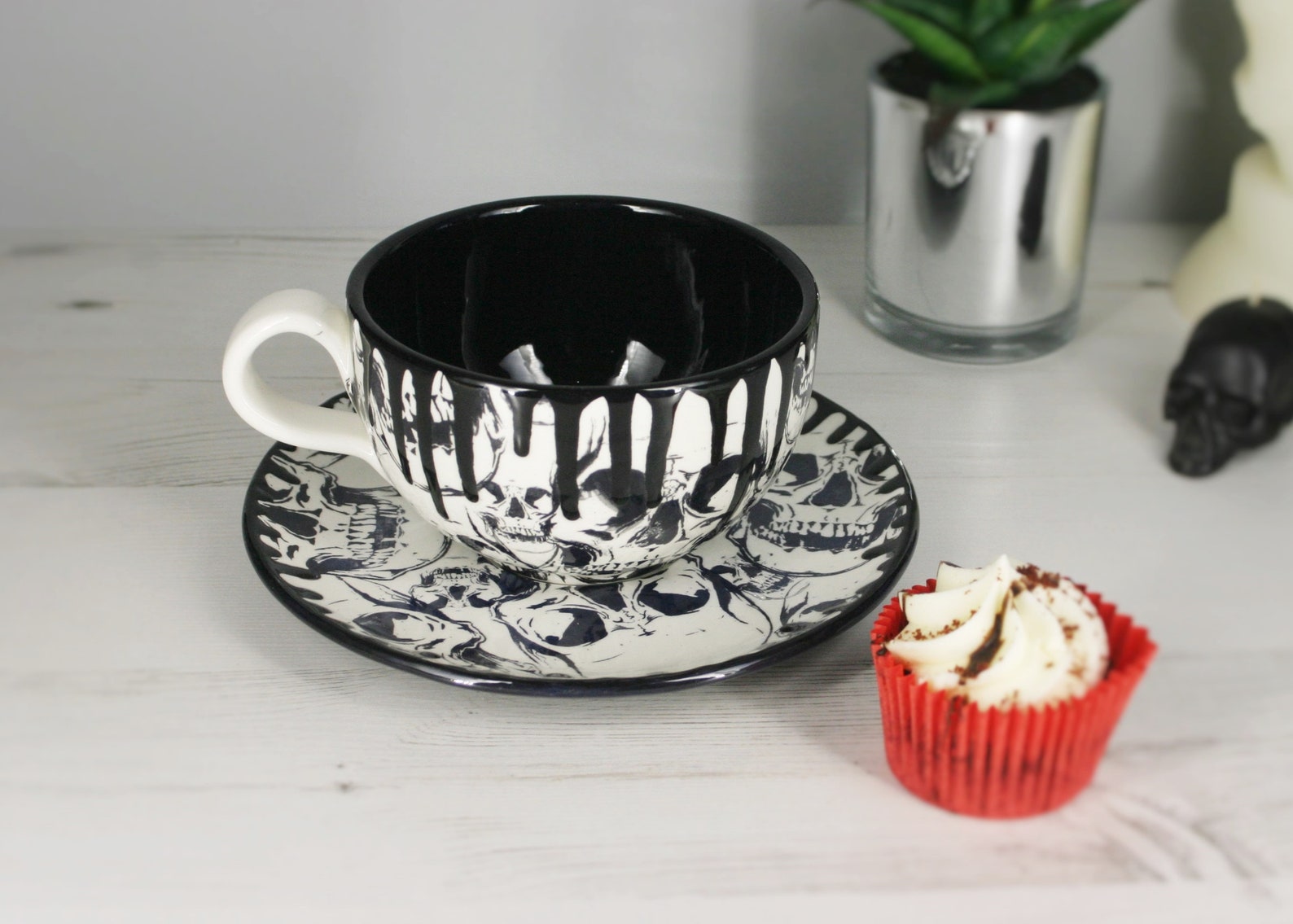 Skull Cappuccino Cup Cup and Saucer Tea Lover Coffee Mug - Etsy