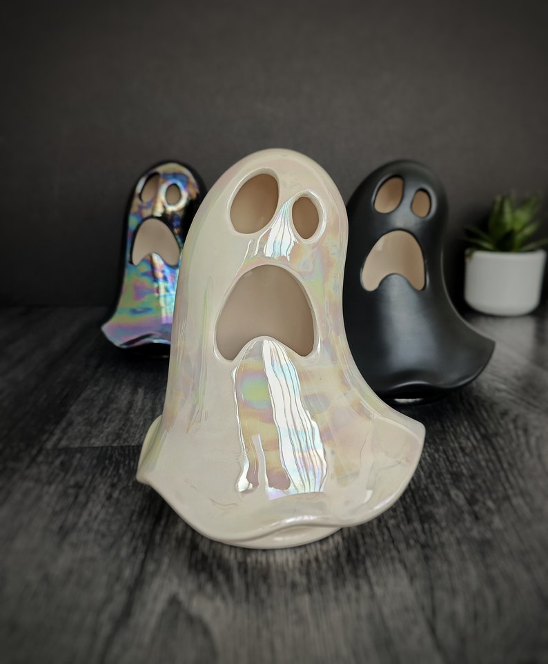 Pearlescent White Ghost Ghosts Tea Light Halloween - Etsy