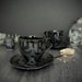 Bat Tea Set, Matte Black Bats, Goth Teaset, Gothic Halloween Ceramic ...