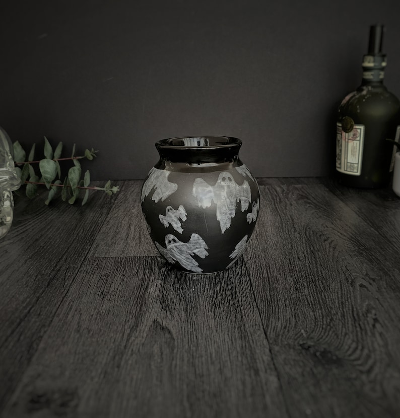 Ghost Brush Pot Gothic Ghosts Vase Matte Black Goth - Etsy