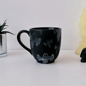 Ghost Mega Mug, Large Ghosts Mugs, Matte Black, Spooky Gothic Cup, Tea ...