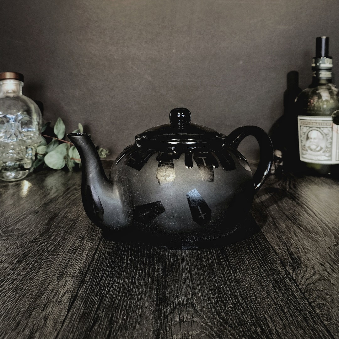 Matte Black Coffin, Brew Teapot, Gloss Tea Pot, Casket Gloss Kettle ...