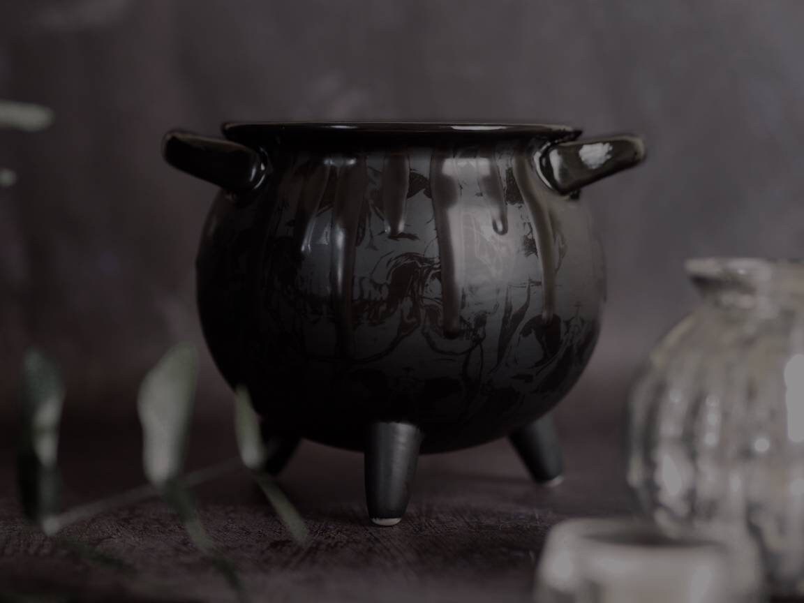 Witches Skull Cauldron Matte Black Skulls Witch Breakfast - Etsy