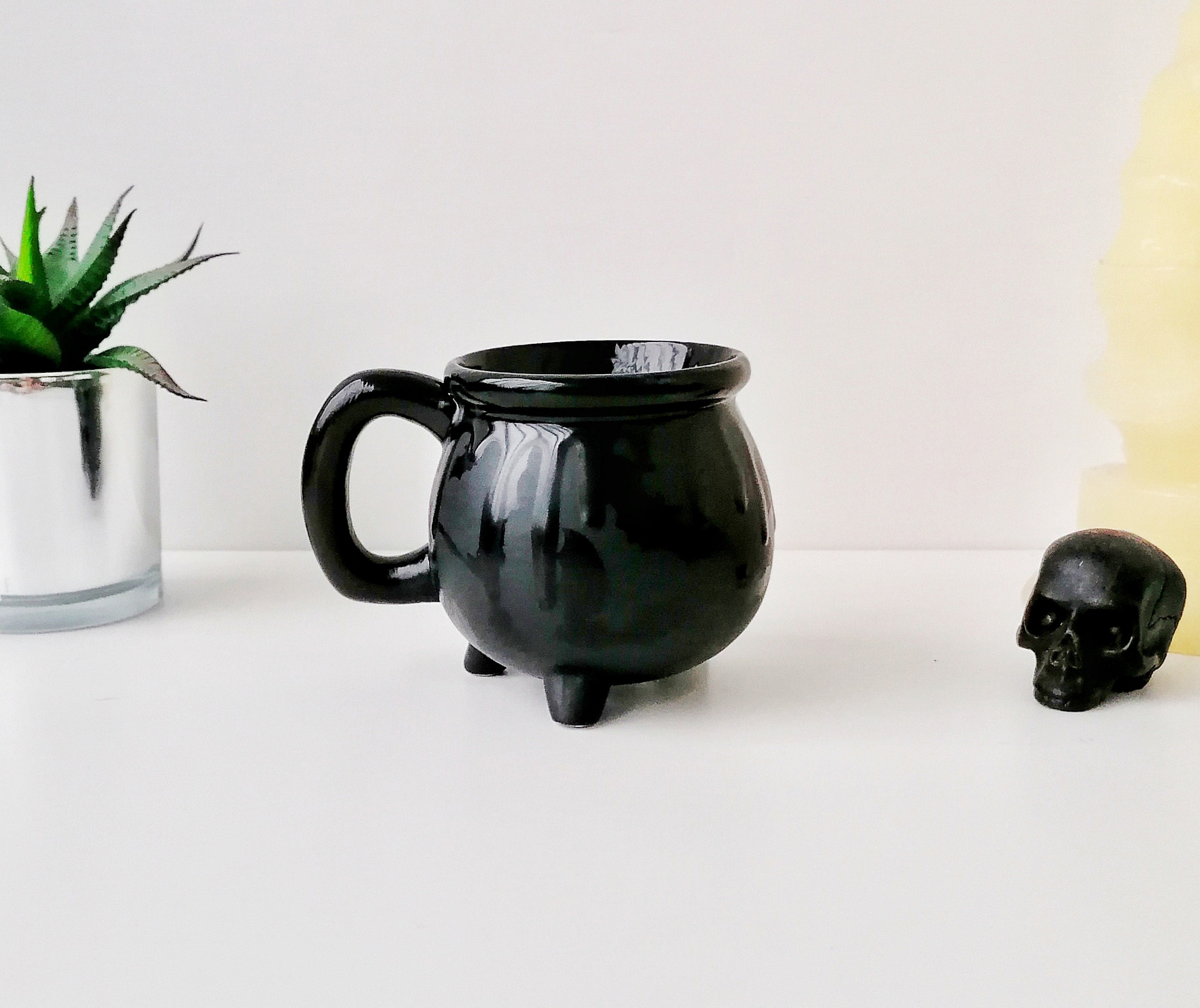 Bats Black Cauldron Mug, Bat Cup, Witches Brew, Dark Goth, Gothic Mugs ...