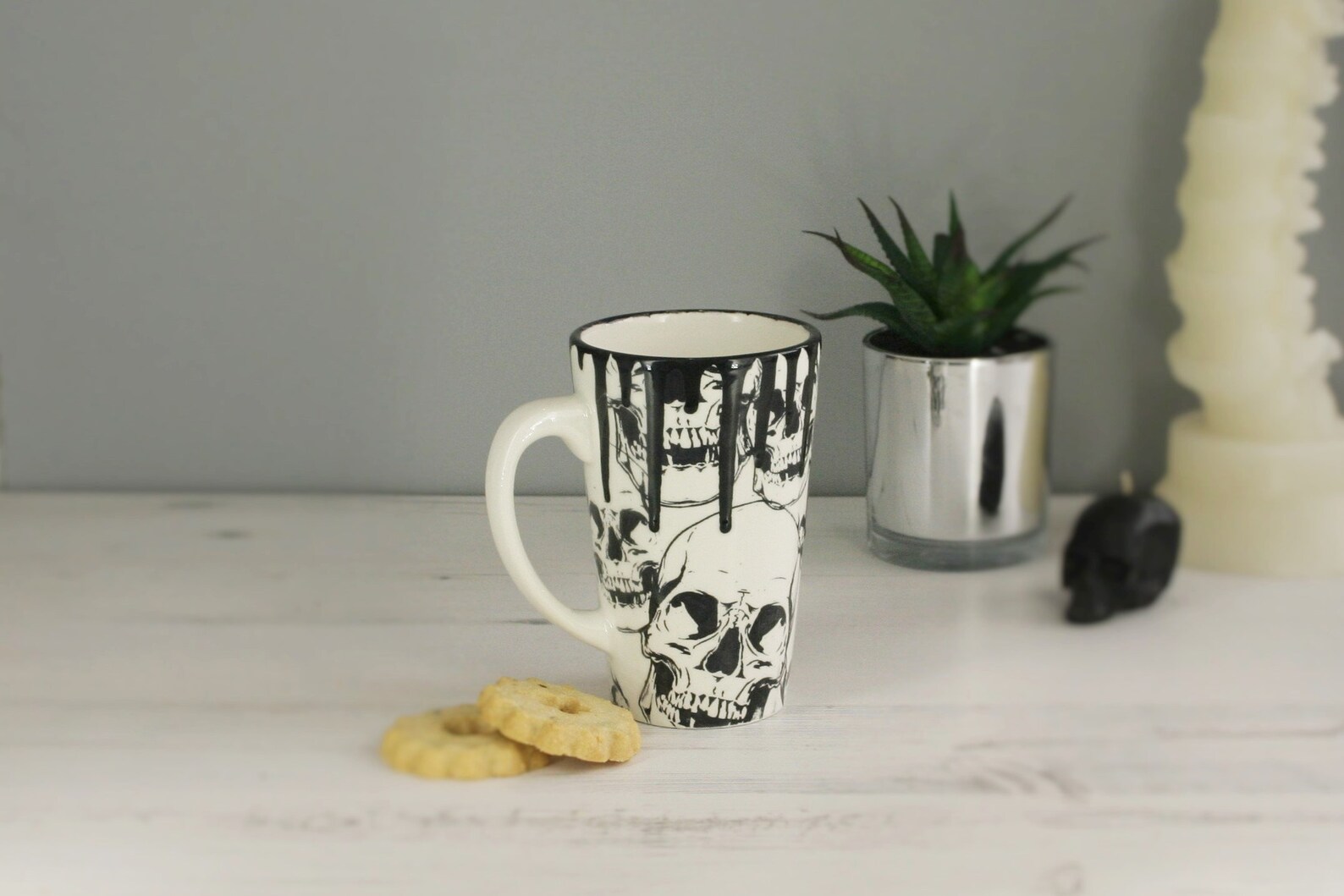 Skull Latte Mug Goth Mug Skulls Drip Design Gothic Design - Etsy UK