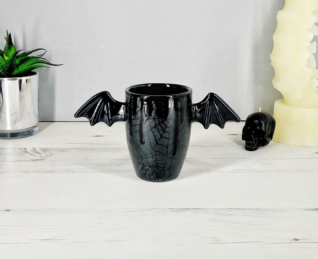 Matte Web Mug, Bat Wings Cup, Matte Black Spiderweb, Unique Design ...