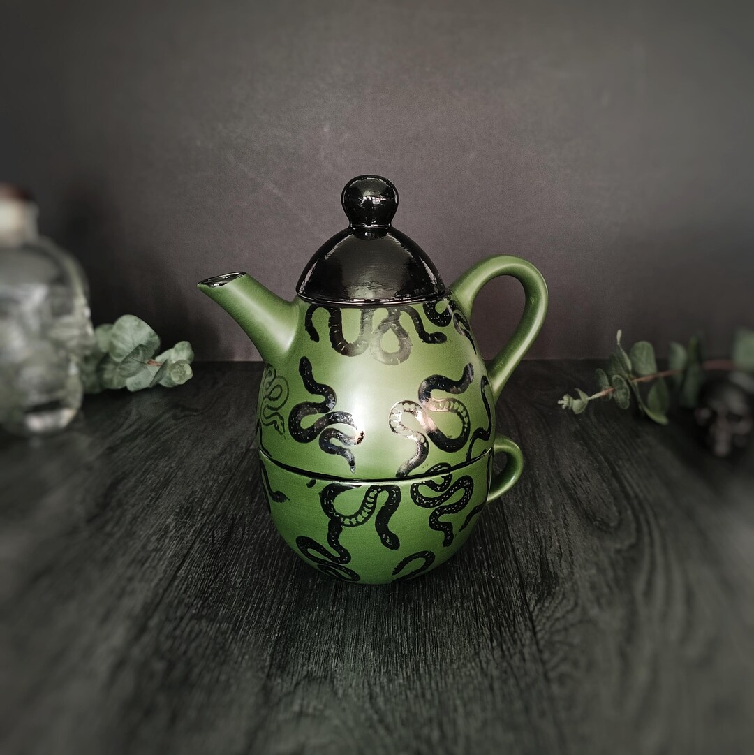 Snake Goth Teapot, Individual Tea Pot, Unique Kettle, Green Cauldron ...