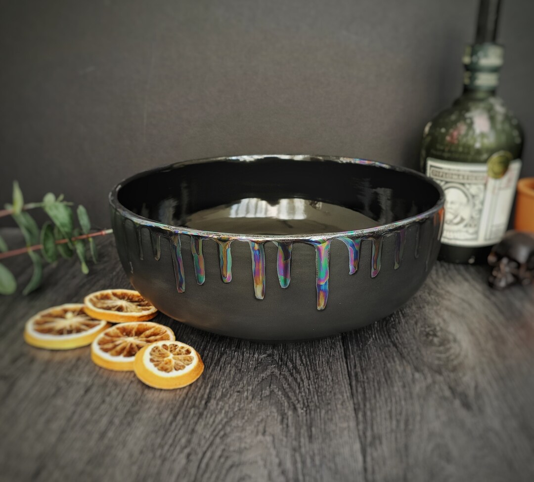 Rainbow Drip Fruit Bowls, Oil Slick Bowl, Petrol Effect Dishes, Salad ...