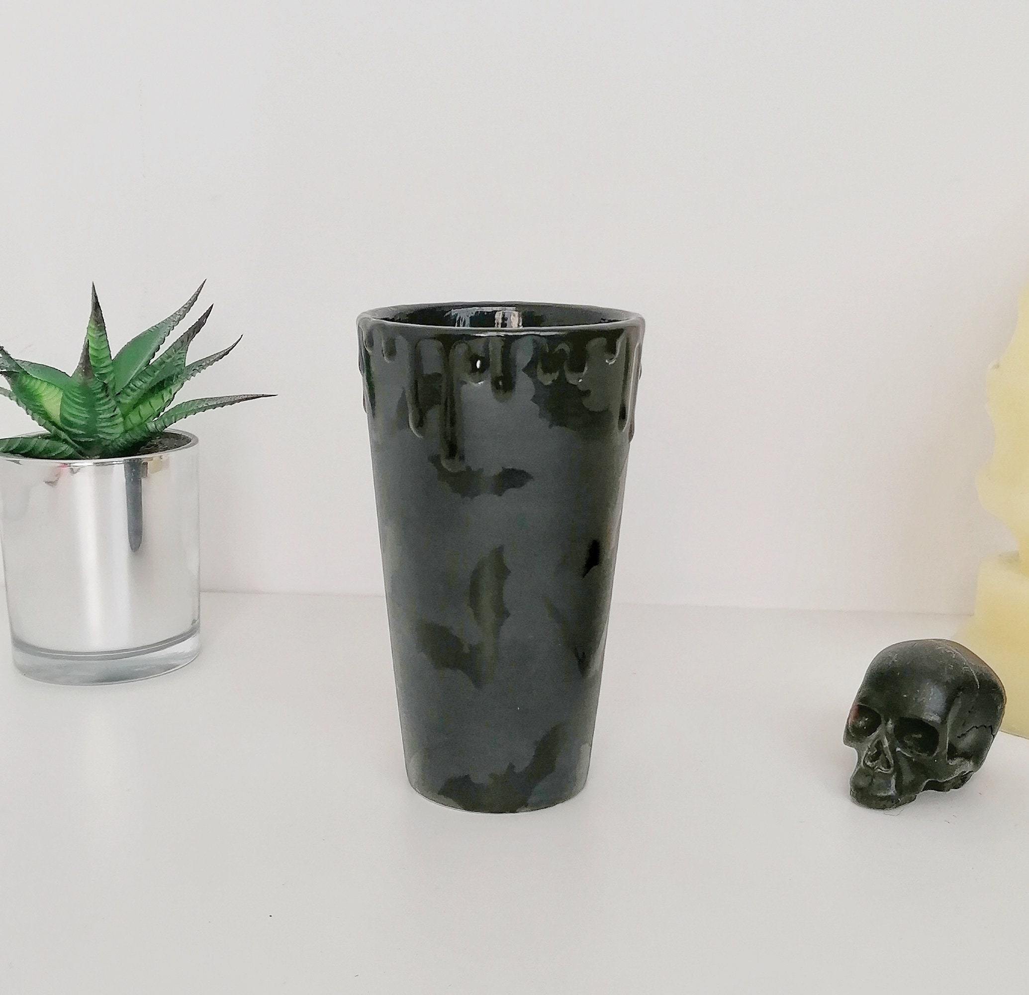 Matte Black Tumbler, Bat Mug, Goth Mugs, Gothic Bats, Tall Tea Cup ...