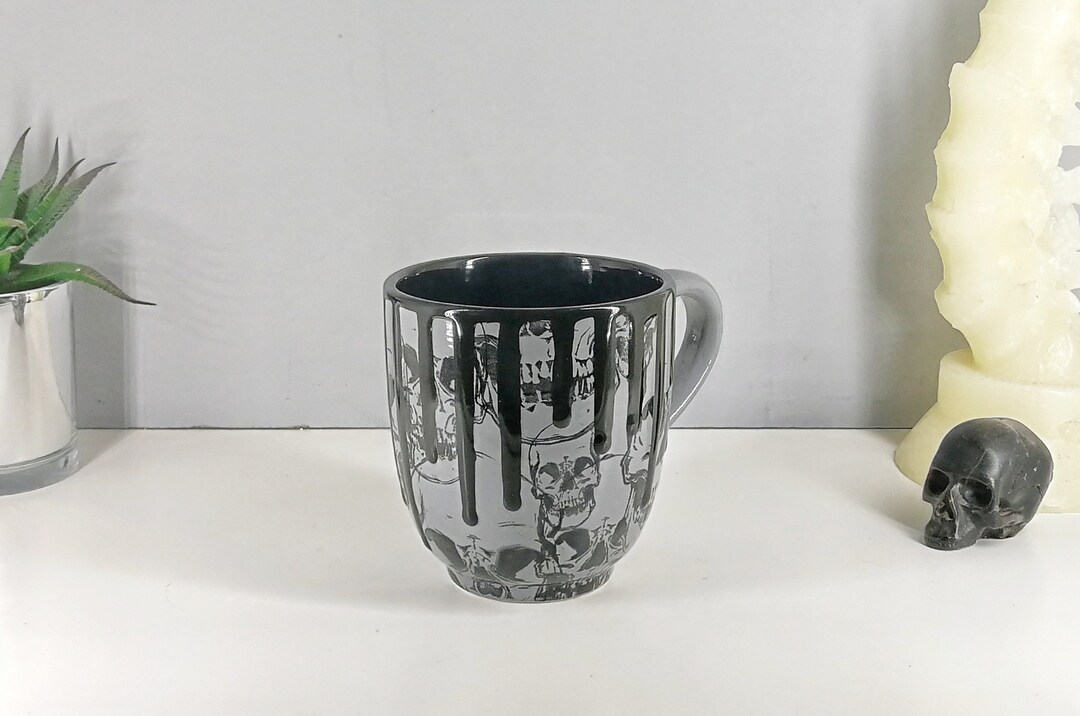 Grey Skull Mug, Large Skulls Mugs, Huge Gothic Cup, Tea Coffee Love ...