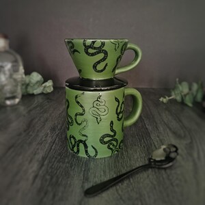 Snake Coffee Set, Pour Over Kit, Goth Gift, Serpent Mug, Green Cup Set ...