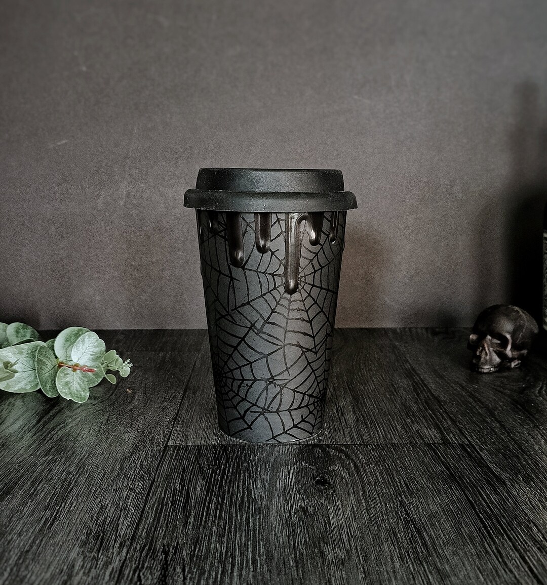 Spider Travel Mug, Tall Ceramic Cup, Spider Web Design, Coffee Mugs ...