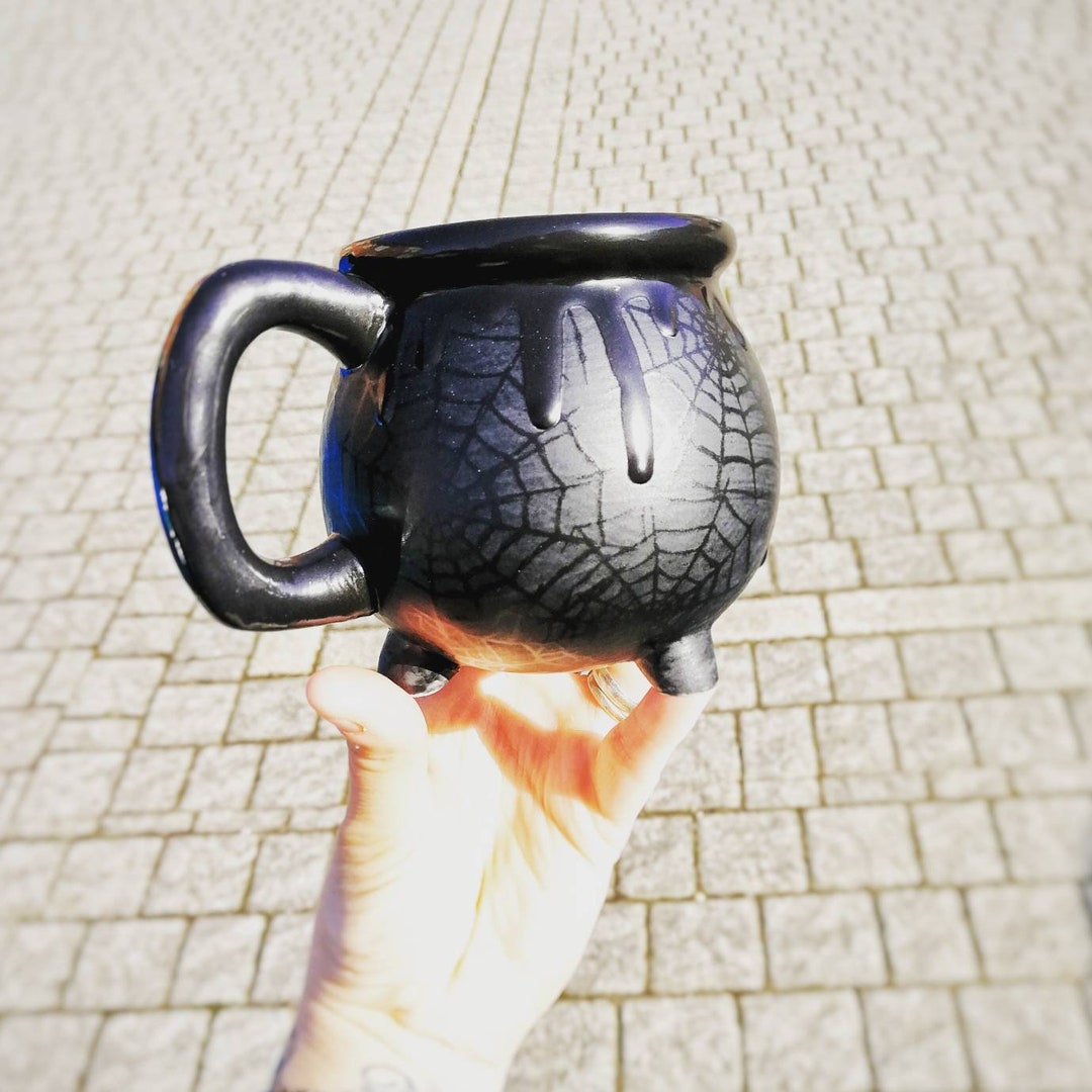 Black Cauldron Mug, Spider Web Cup, Witches Brew, Gothic Mugs, Weird ...