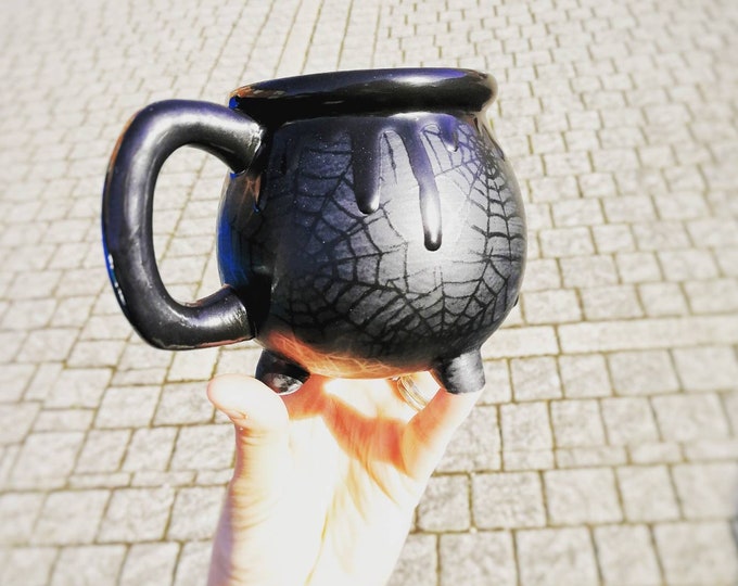 Black Cauldron Mug, Spider Web Cup, Witches Brew, Gothic Mugs, Weird ...