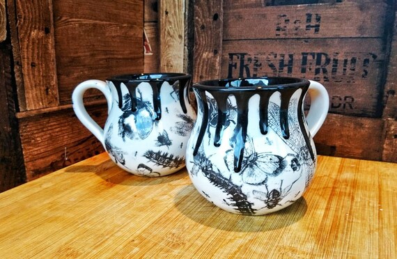Bug design mug hand painted cup butterfly bumblebee | Etsy