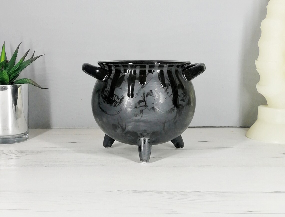 Witches Skull Cauldron Matte Black Skulls Witch Breakfast | Etsy