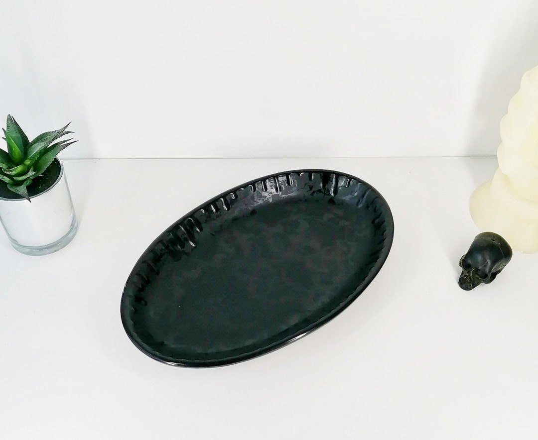 Matte Black Skull Platter, Gothic Ceramic Serving Dish - Etsy