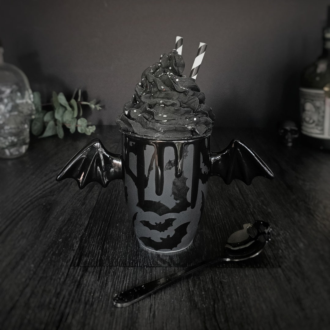 Matte Bat Mug, Bats Wing Cup, Matte Black Mugs, Unique Wings Design ...