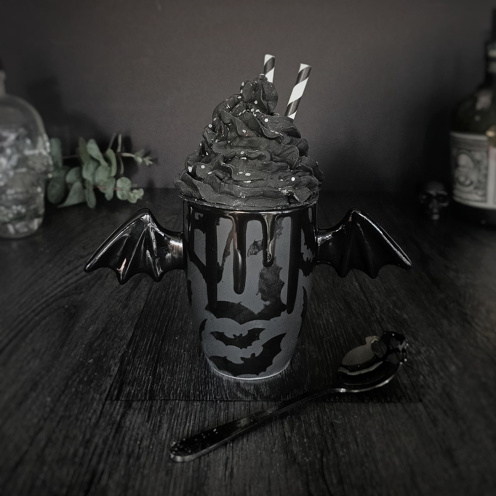 Matte Bat Mug, Bats Wing Cup, Matte Black Mugs, Unique Wings Design ...