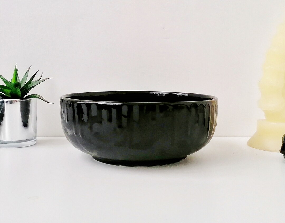 Bats Fruit Bowl, Round Matte Black, Satin Salad Dishes, Gloss Goth ...