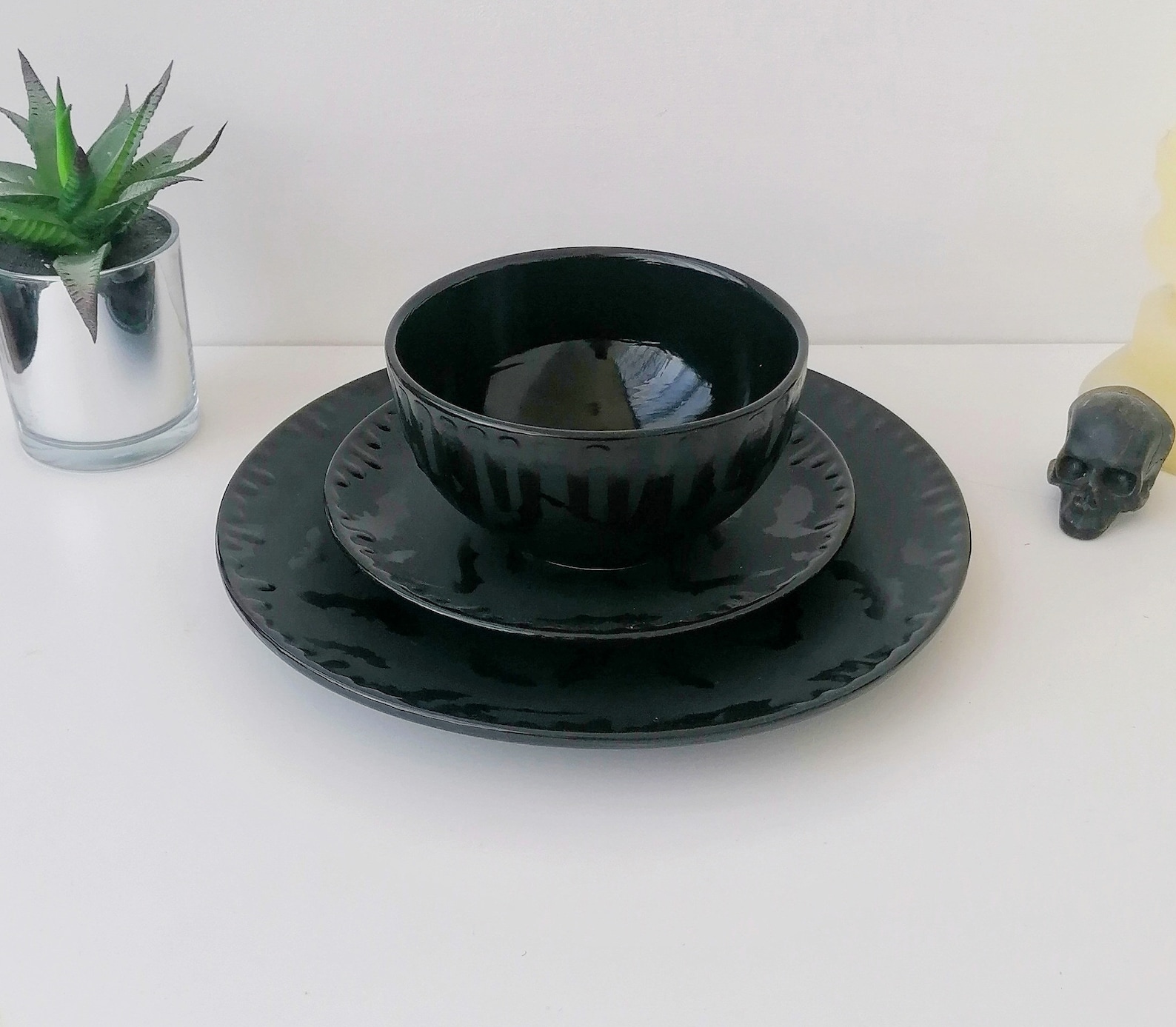 Matte Black Bats, Bat Dinner Set, Gothic Lunch, Alternative Coupe Plate ...