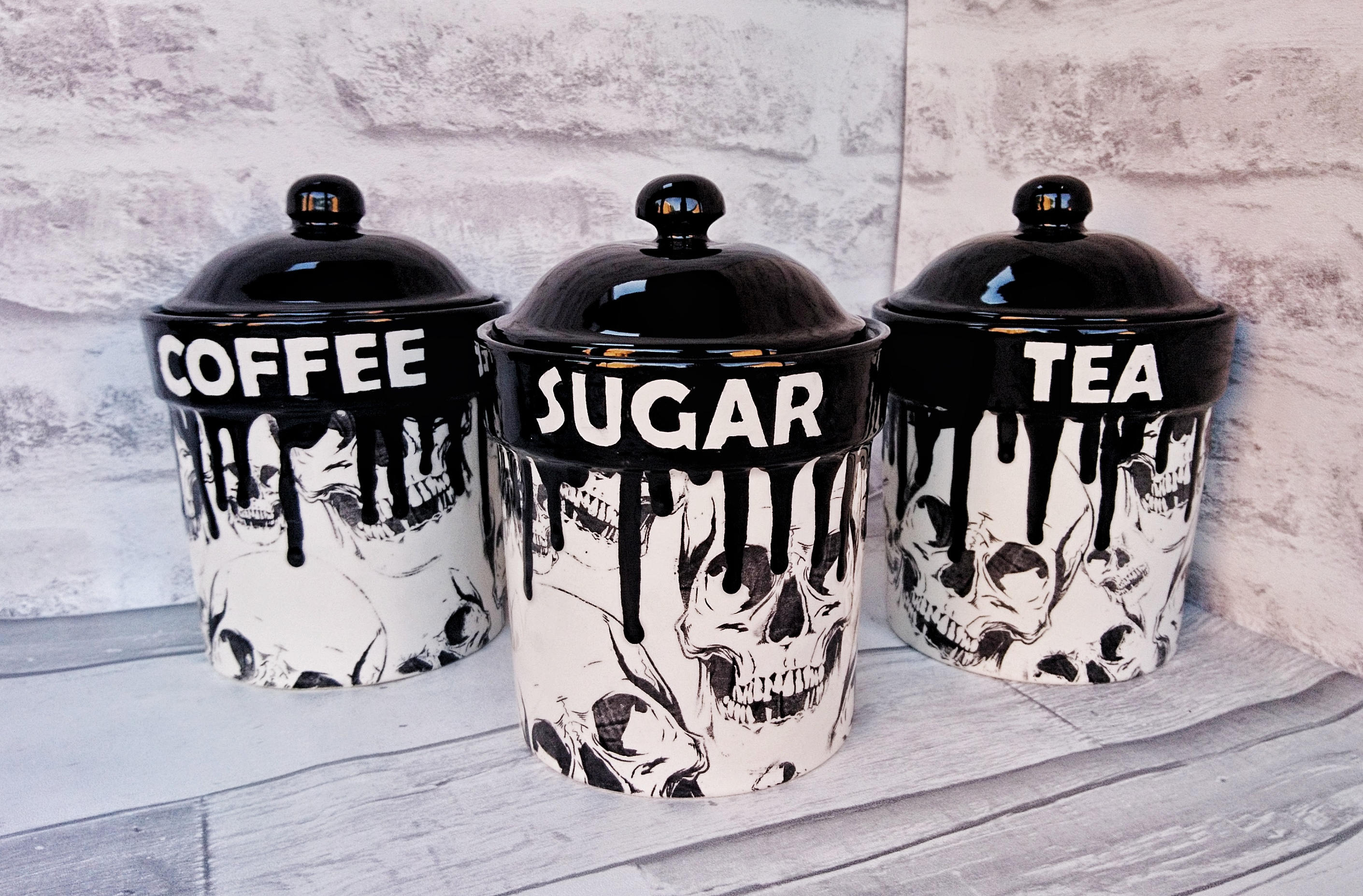 Skull Storage Canisters Tea Coffee Canister Sugar Jars | Etsy UK