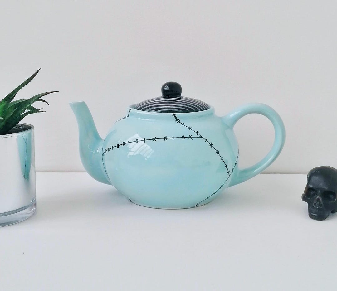 Stitches Blue Teapot, Gloss Tea Pot, Frankenstein Kettle, Gothic Gift ...
