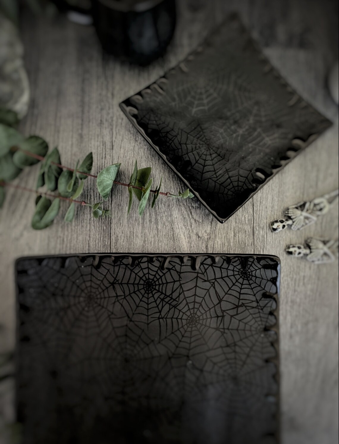 Web Plate Set, Matte Black, Gothic Lunch, Alternative Plate, Goth ...