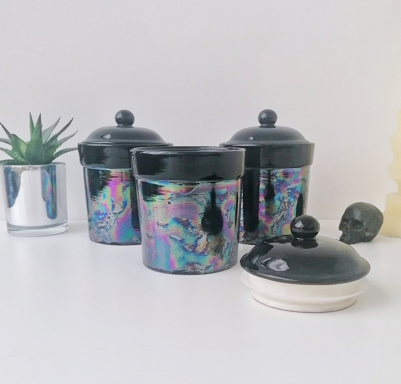 Lustre Canister Set, Mother of Pearl, Tea Coffee Canisters, Sugar ...