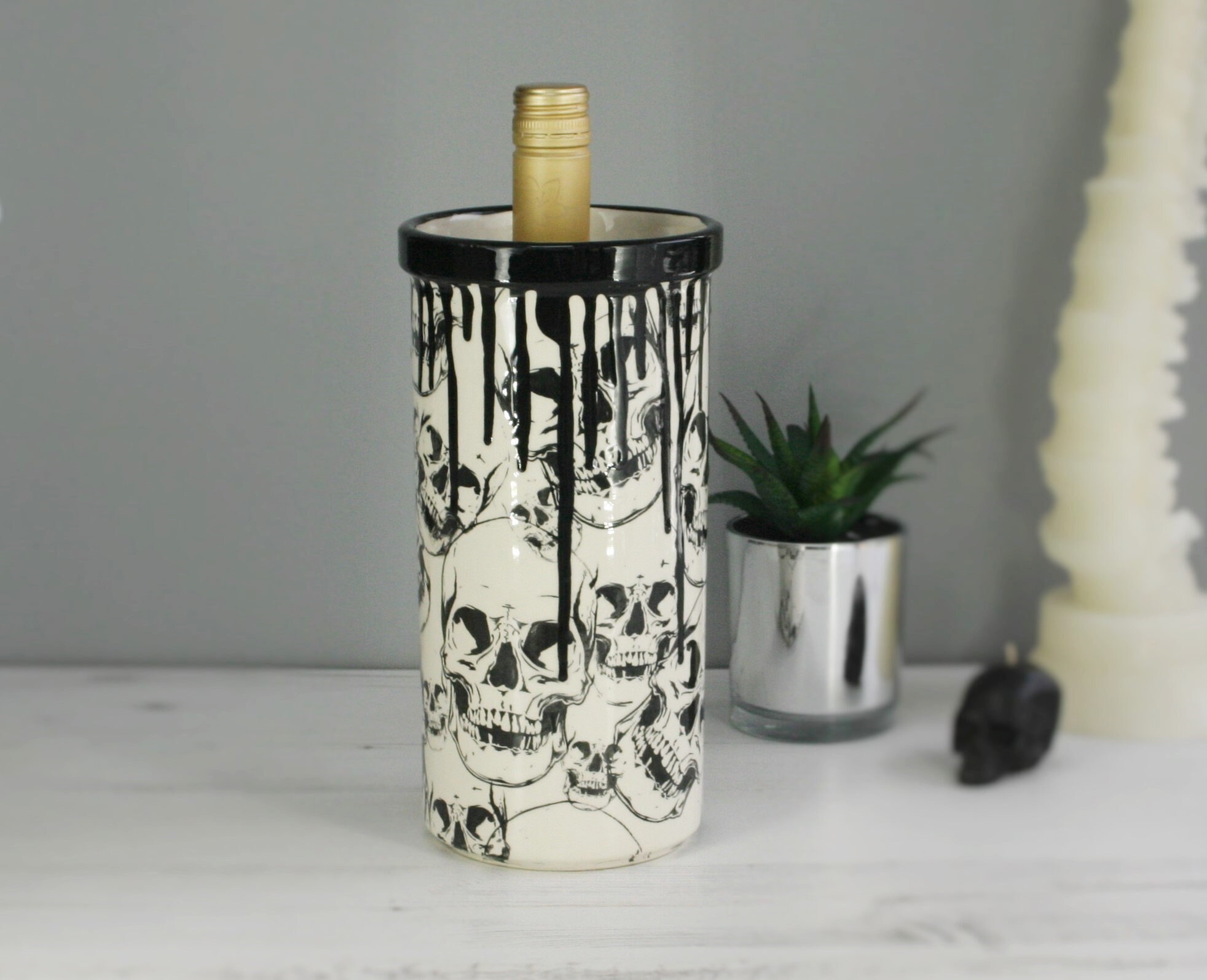 Skull Wine Cooler Gothic Drink Holder Skulls Ice Container - Etsy UK