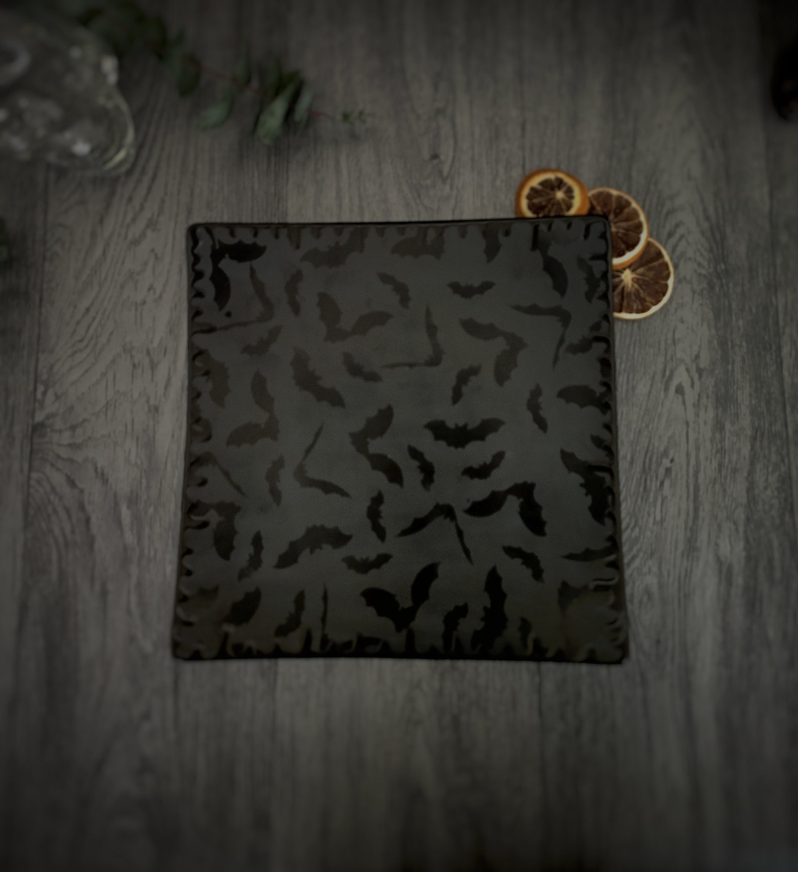 Bat Plate Set Matte Black Gothic Lunch Alternative Plate - Etsy