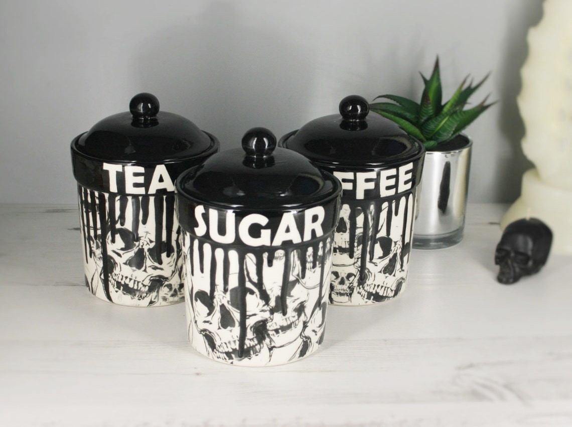 Skull Kitchen Set, Full Kitchenware, Ceramic Homeware, Gothic Home ...