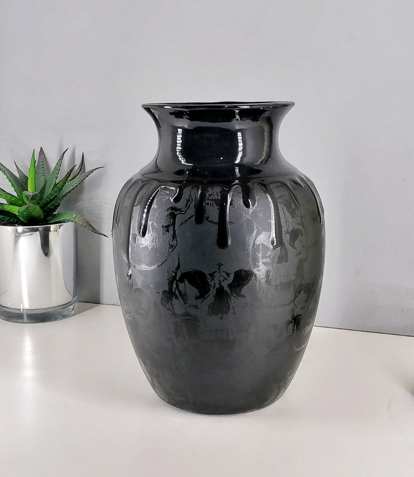 Gothic Skull Vase Matte Black Goth Skulls Flowers Macabre - Etsy UK