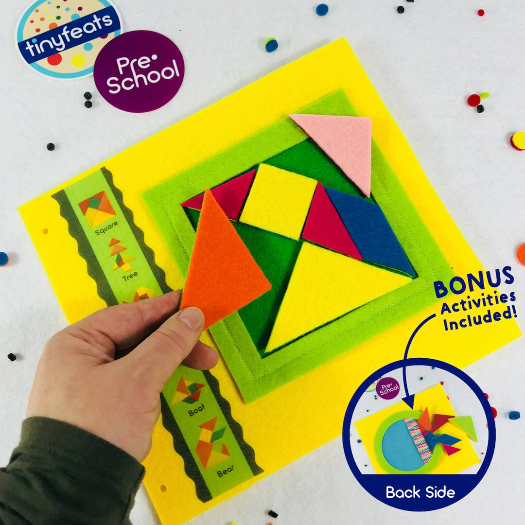 Tangram Puzzle Activity Page for Tinyfeats Busy Box or Quiet Books - Etsy