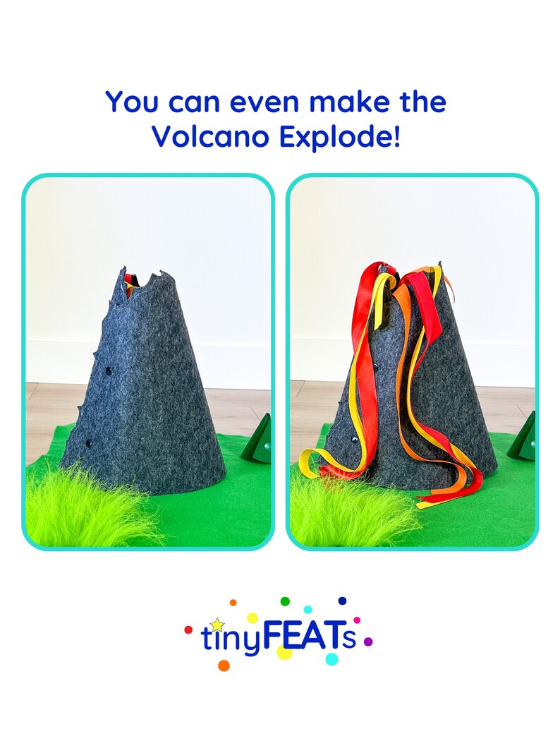 Felt Dinosaur Small World Playset With Volcano : Sensory Dino Toy - Etsy