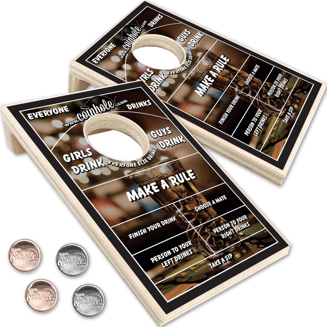 Coinhole™ Drinking Game: Tabletop Coin Bounce, Wooden Game Set - Etsy