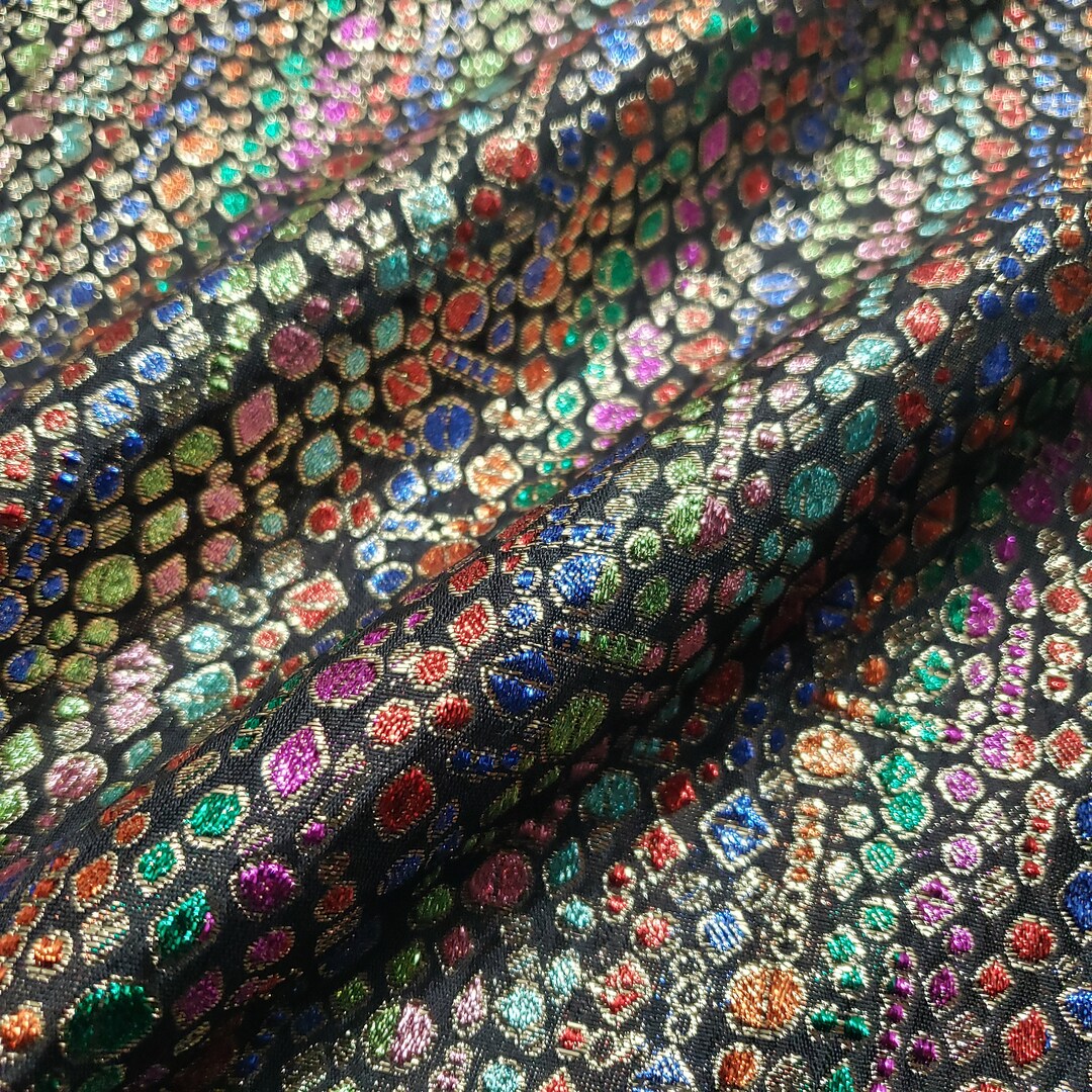 Colorful Rainbow Stained Glass Metallic Brocade Fabric for - Etsy