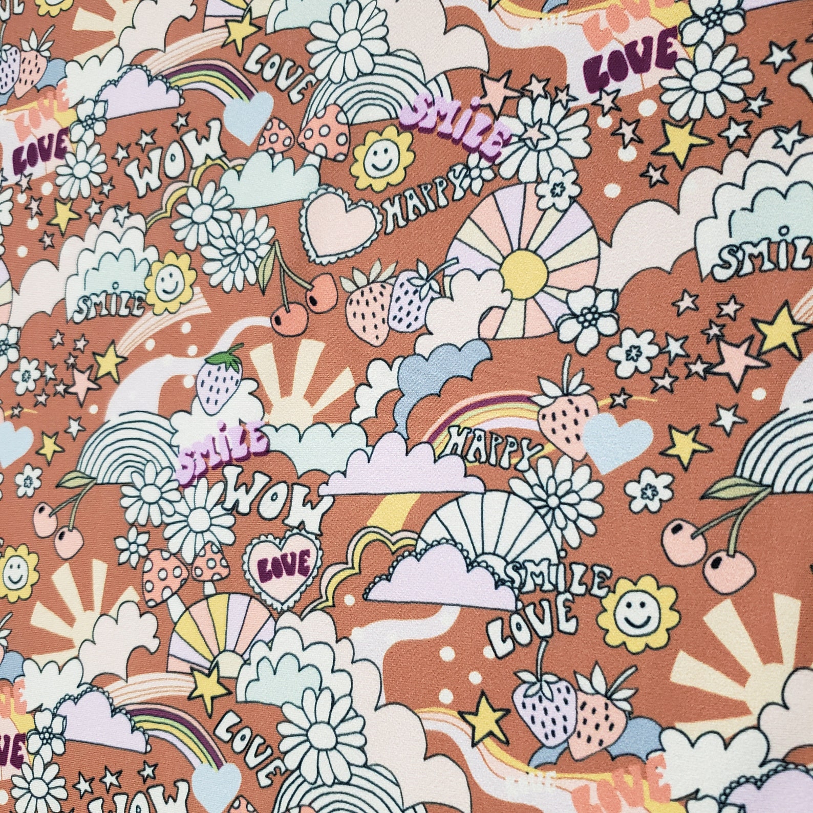 Happy Groovy Love Print Nylon Spandex Fabric for Swimwear - Etsy