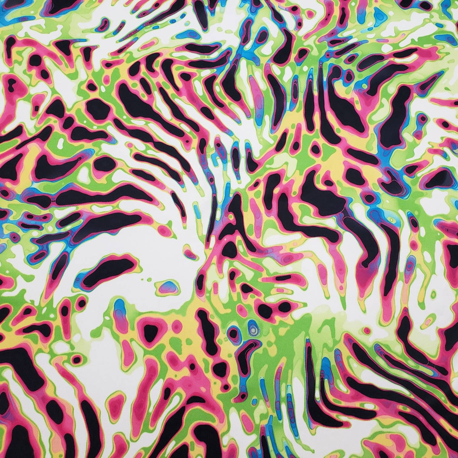 Colorful Abstract Animal Print on White Poly Spandex Fabric by | Etsy