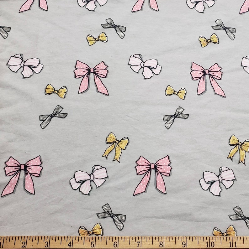 Assorted Bows Print on Light Gray Lightweight Cotton Spandex - Etsy