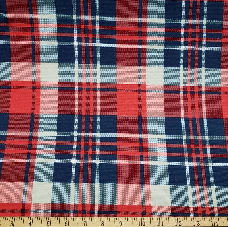 Blue Red Navy Print Ponte De Roma Knit Fabric by the Yard - Etsy